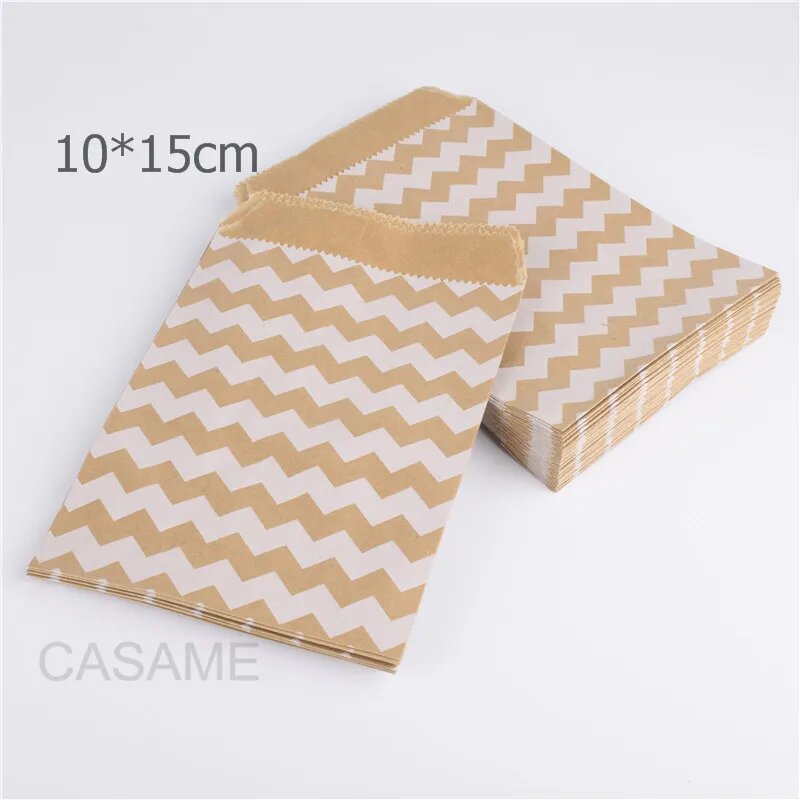 Бумажные пакеты Chevron 10x15см, крафт