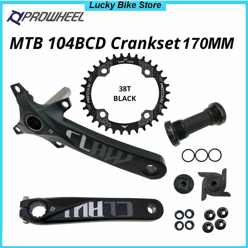 Система шатунов PROWHEEL CLAW, 7/8/9/10/11 скоростей, 38T, шатуны 170мм, включая каретку, 104BCD, полая технология, алюминиевый сплав