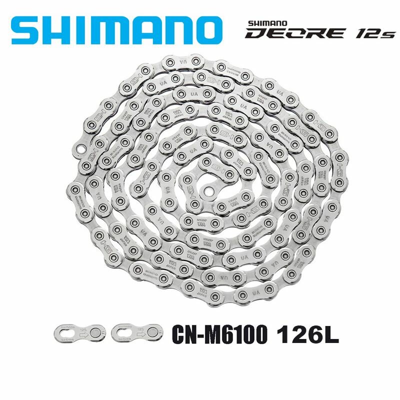 Цепь для велосипеда Shimano Deore CN-M6100 на 12 скоростей, 126 звеньев, соединительный пин в комплекте, Без упаковки