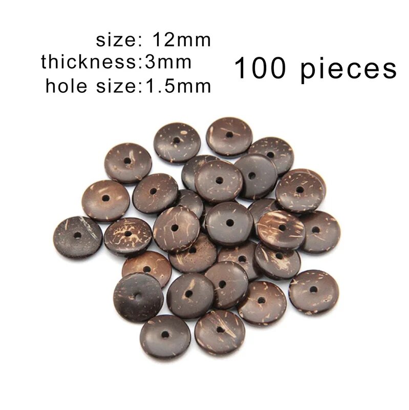 Бусины из кокосовой скорлупы 12X3MM, 100 шт