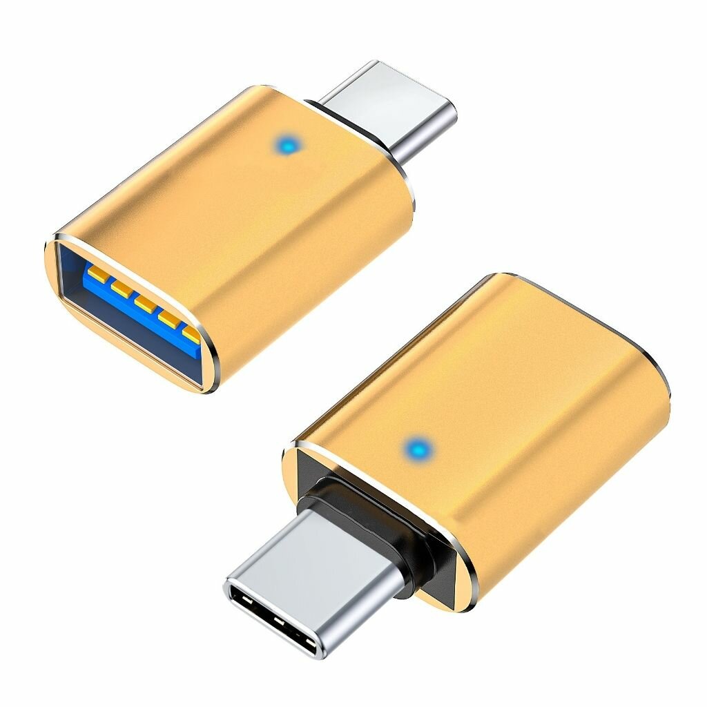 Аудио-2 otg-адаптера / зарядных устройства typec для подключения к usb 3.0 с адаптером передачи данных light prompt золотистого цвета