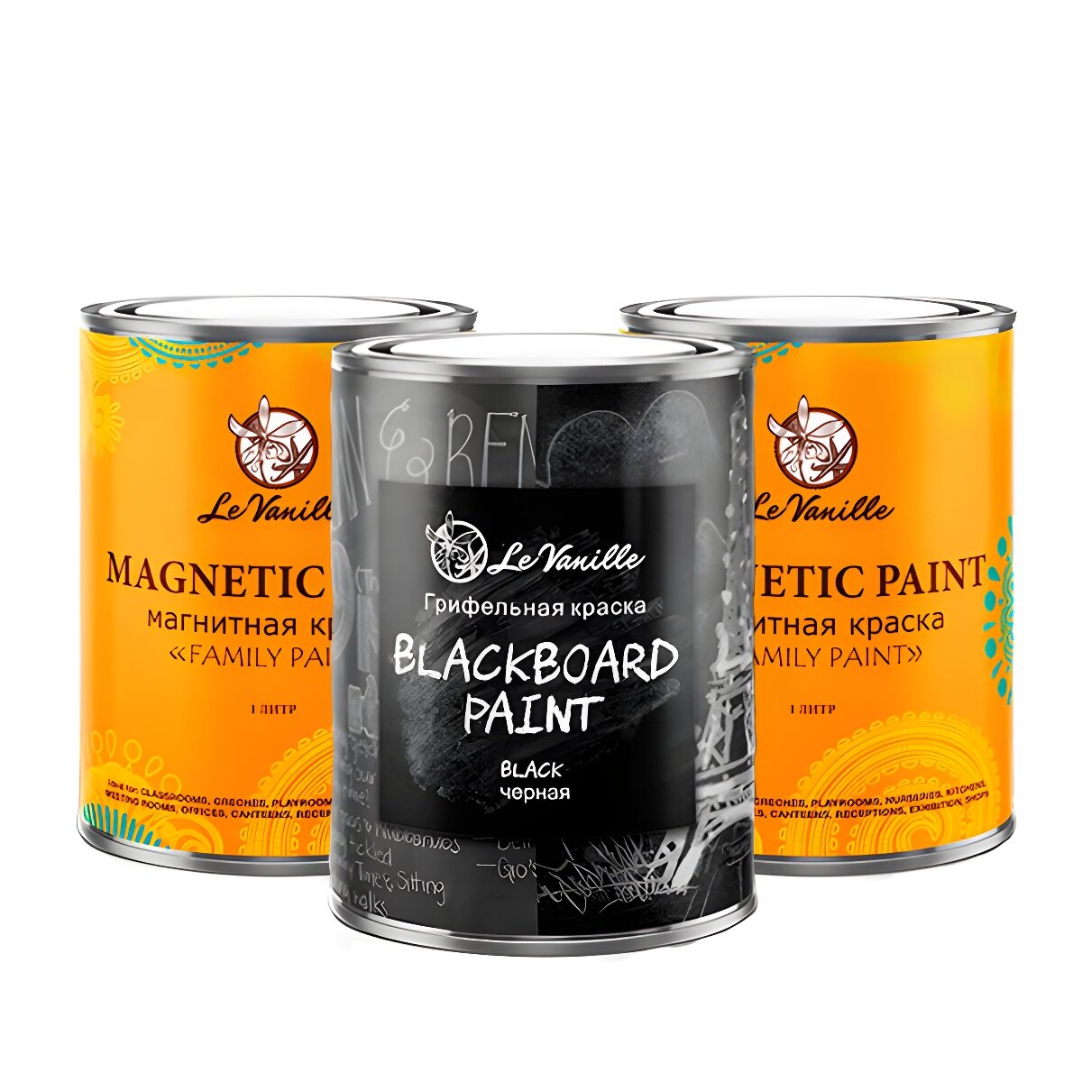 Магнитно-Грифельная Стена Levanille, комплект, магнитная, грифельная, чёрная, 4м2