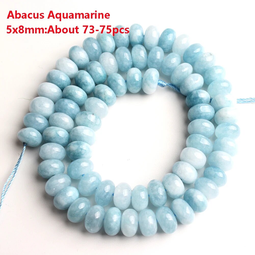 Аквамариновые бусины Abacus, 5x8 мм, style 4, 73-75 шт.