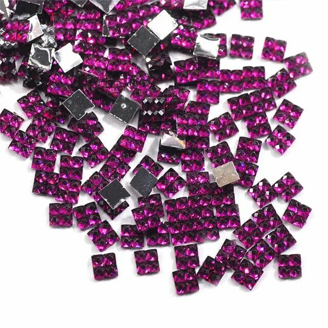 Стразы Hisenlee квадратные 4x4 мм 28 цветов 1000 шт Сиреневый, Old rose red