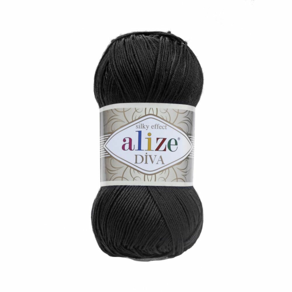 Пряжа для вязания Alize Diva 60 черный 100 гр/350 м 100% микрофибра
