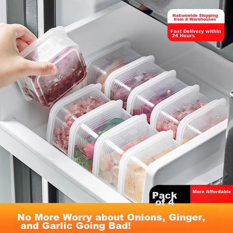 KATEI STORY Japanese Refrigerator Freezer Meat Storage Containers, Food-Grade Onion Garlic Garlic Storage Boxes, Frozen Sealed Containers