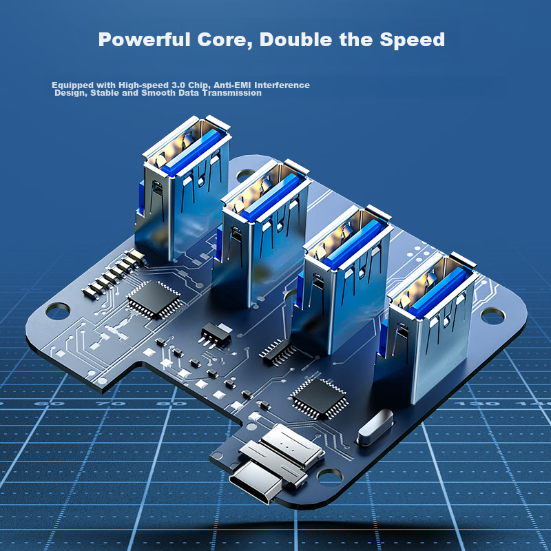Shanze USB 3.0 Hub, High-Speed 4-Port Expansion Dock, USB Hub Expansion Dock, Laptop One-To Multi-Port Converter Adapter Extension Cable 1.5 Meters HUB01
