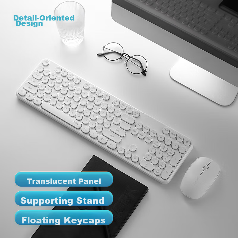 Rapoo X260S Wireless Keyboard And Mouse Combo, Office Keyboard And Mouse Set, Computer Keyboard, Laptop Keyboard, White