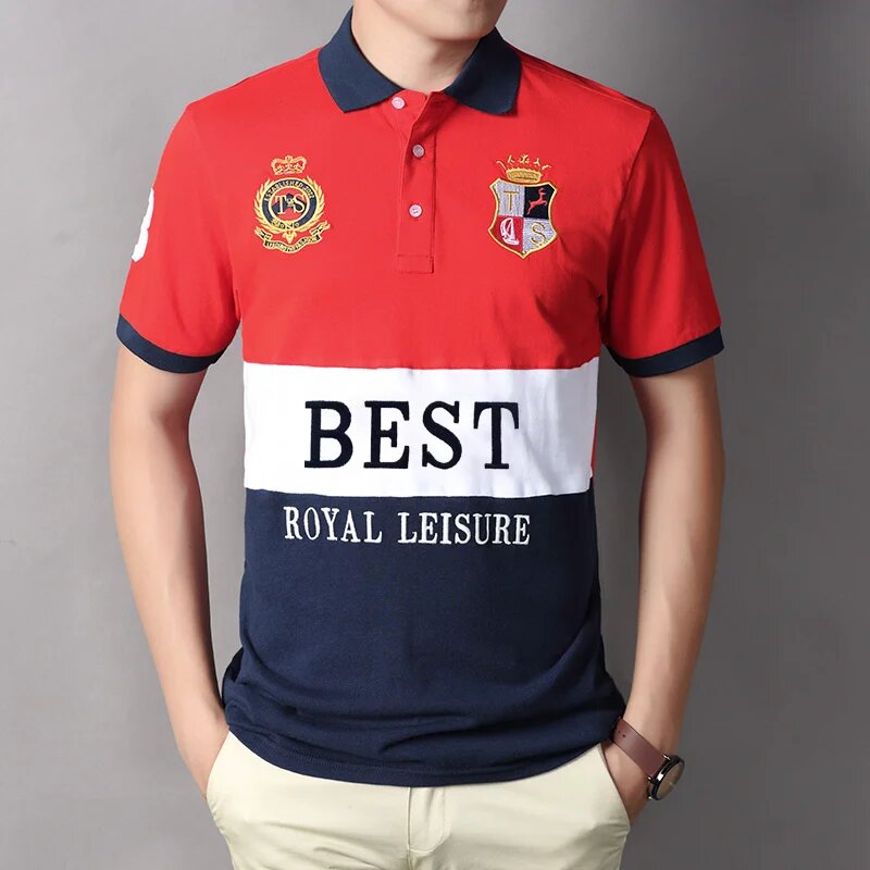 Mon футболка, Мужская поло с вышивкой, контрастным дизайном, slim-фасон, POLO, Чистый цветblue_L