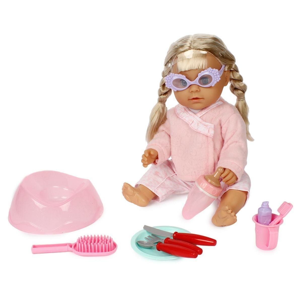 Пупс интерактивный с 10 аксессуарами, 45 см, пластик/пвх, подвижные части тела, звуковые эффекты