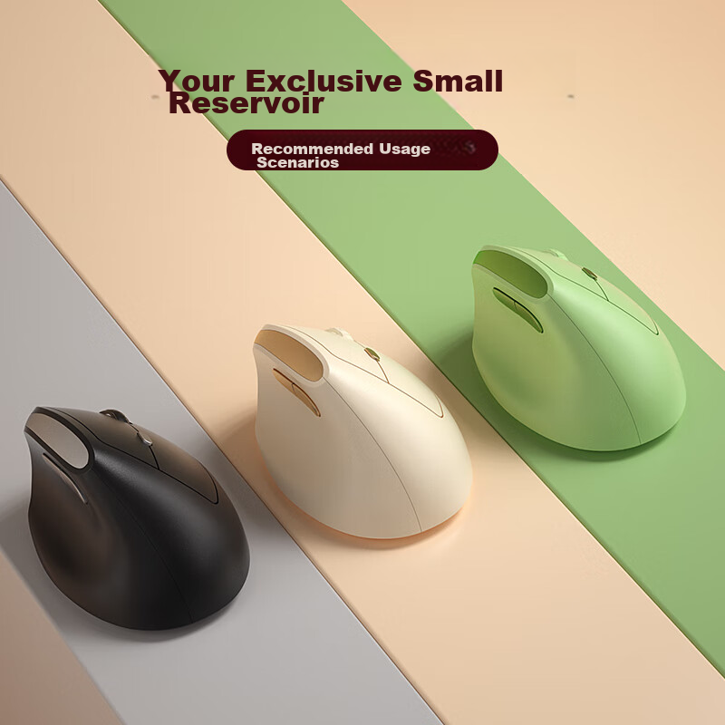 B.O.W Hangshi MD190mini Wireless Bluetooth Dual-Mode Office Mouse, Ergonomic Vertical Mouse for Small And Medium Hands, Compatible with Tablets, Laptops And Desktop Computers, Fresh Green