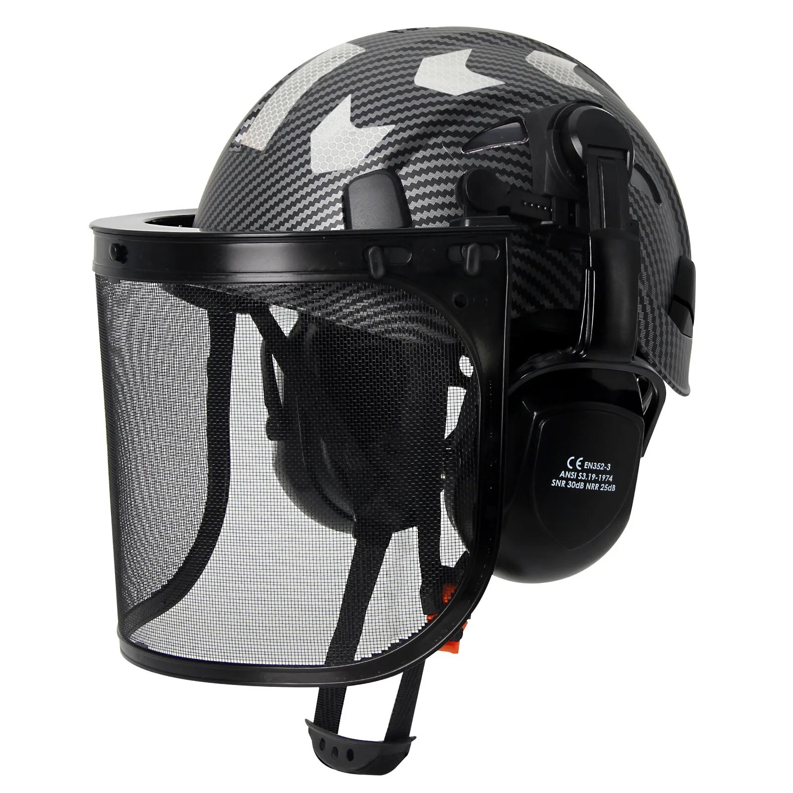 Промышленный шлем Aolamegs с щитком и наушниками, черный, Carbon fiber B