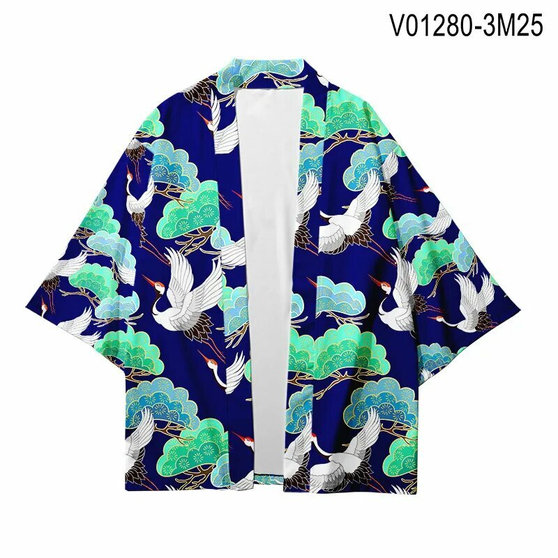 Кардиган японский с журавлями, V01280, XL