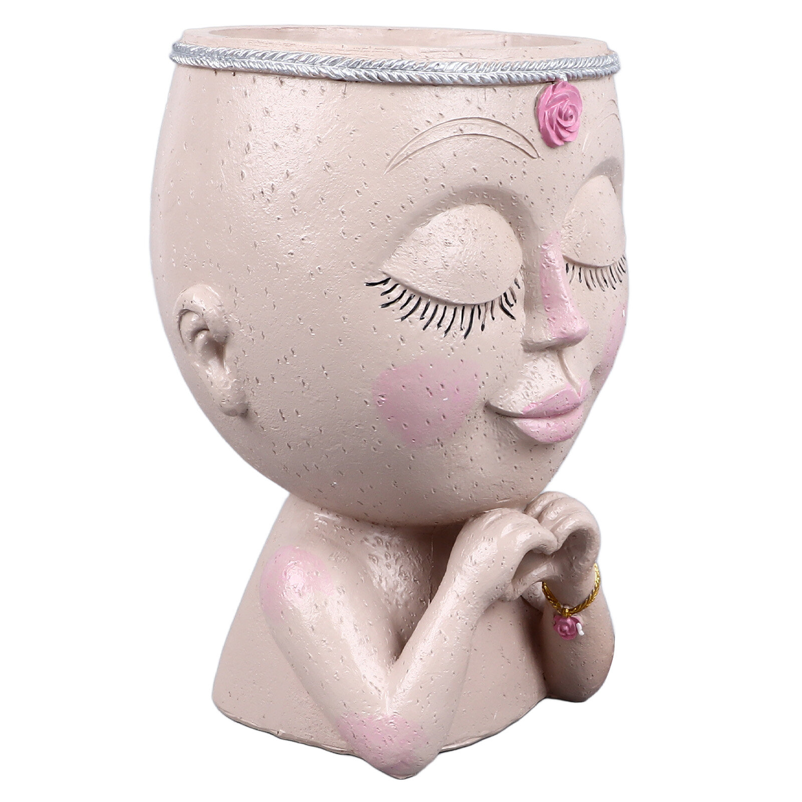 Горшок для лица, смола, стиль любви, женская голова, сочный горшок для женщин, цветочный горшок для лица с лопатками для дренажных отверстий для использования в помещении, на открытом воздухе, белый