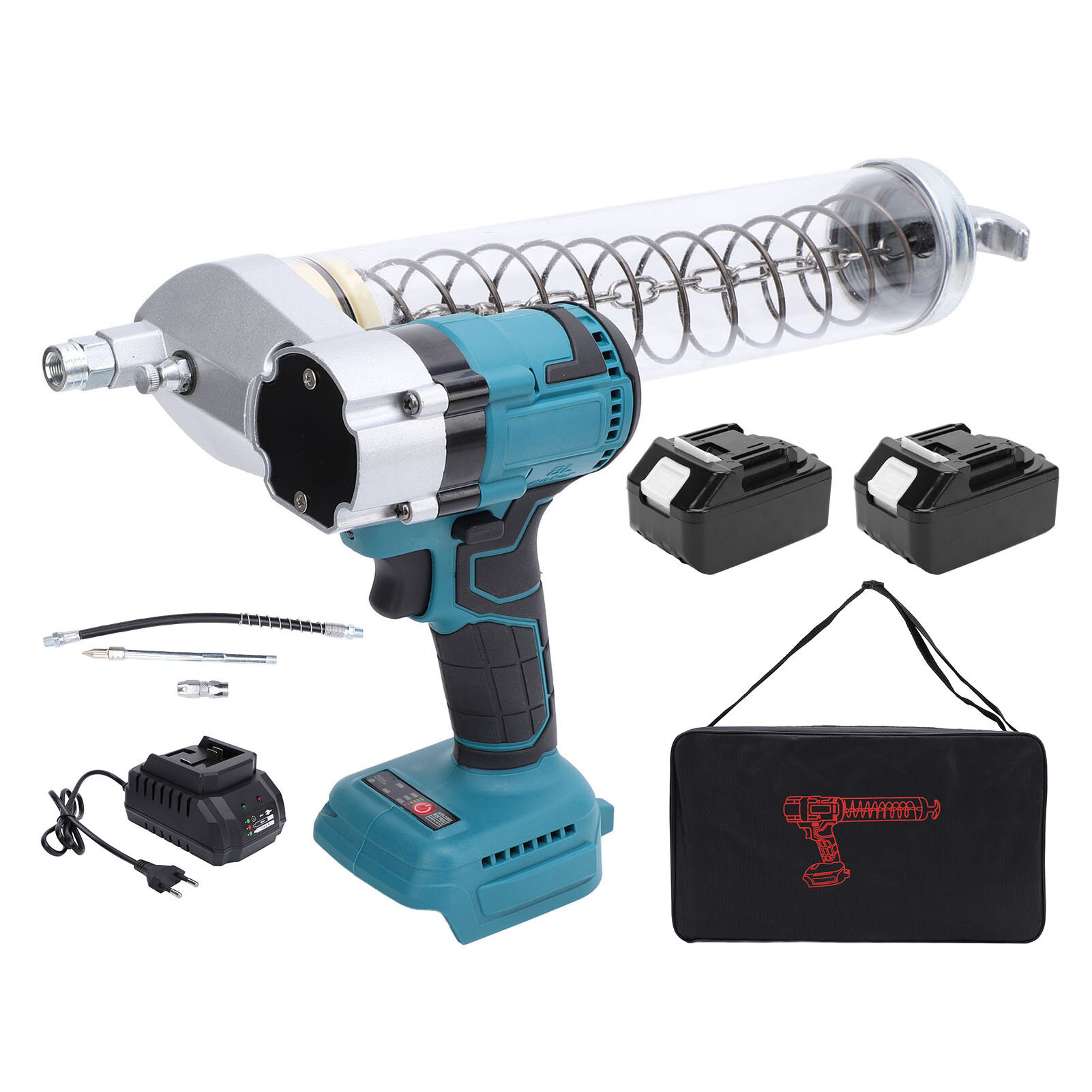 Электрический шприц для смазки, 12000 PSI, высокая скорость потока, с аккумулятором 21 В, автоматический беспроводной инжектор для загрузки смазочного масла, вилка для ЕС.