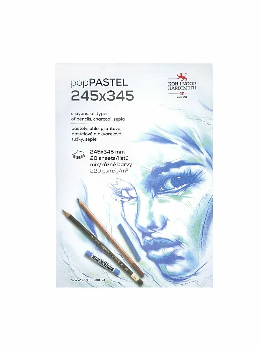Koh-I-Noor Бумага для пастели 245х345 мм, 220 г/м2, 20 листов, 5 цветов