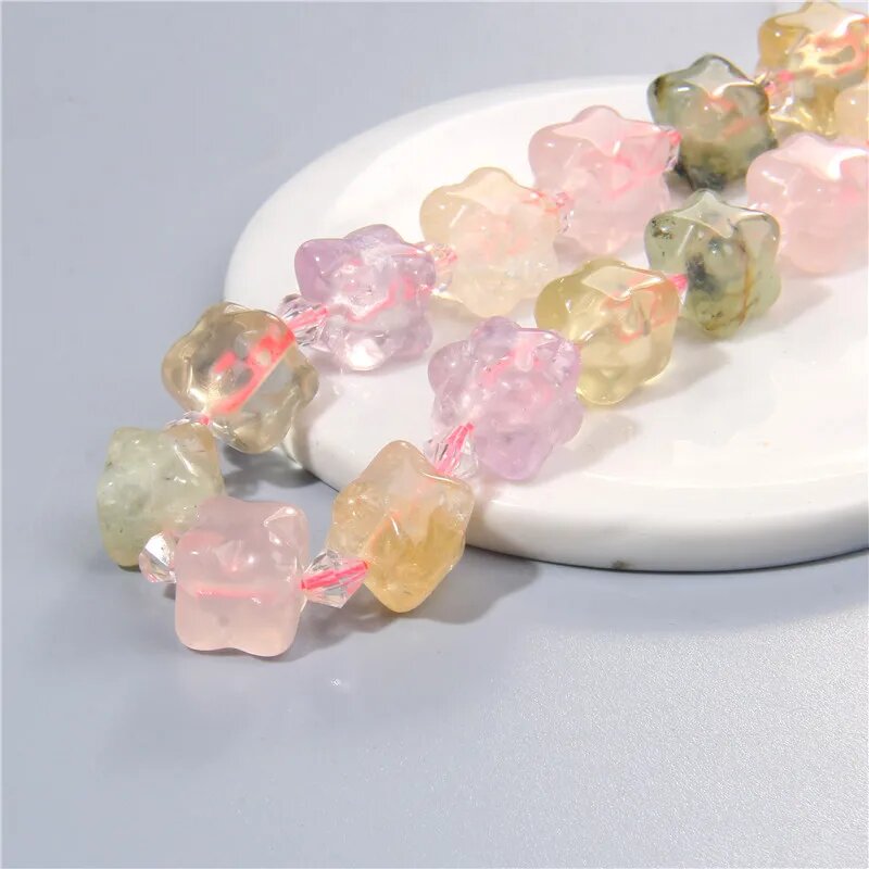 Бусины квадратные из кварца, 12х12 мм, 5 шт, цвет: Mixed Quartz