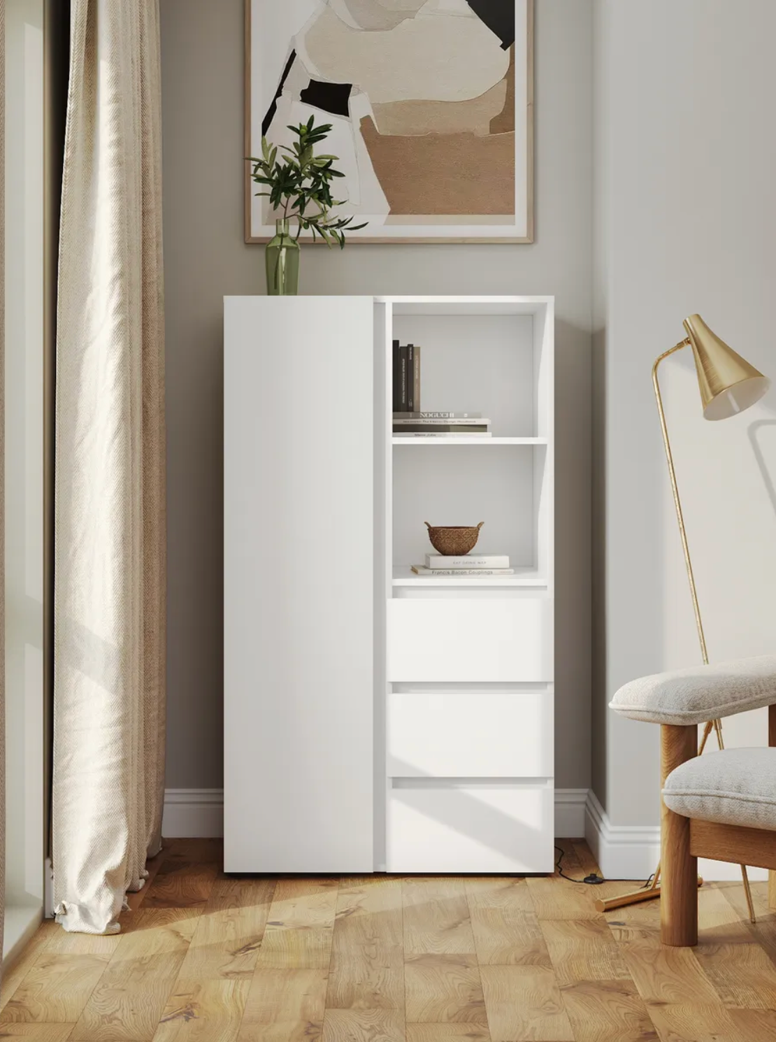 Шкаф-стеллаж с открытыми полками (80×141×46 см), белый — универсальный Хелен ШК-03