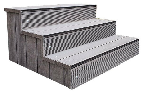 Лестница Медиум (40х20) 3 ступени с подступенками и боками из ДПК 51х100х91 см приставная цельносварная