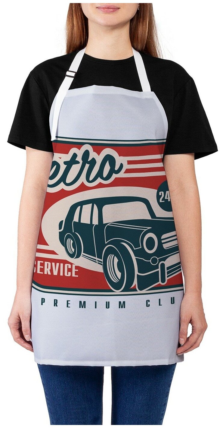 Фартук кухонный "Ремонт ретро-автомобилей", универсальный размер для женщин и мужчин, JoyArty