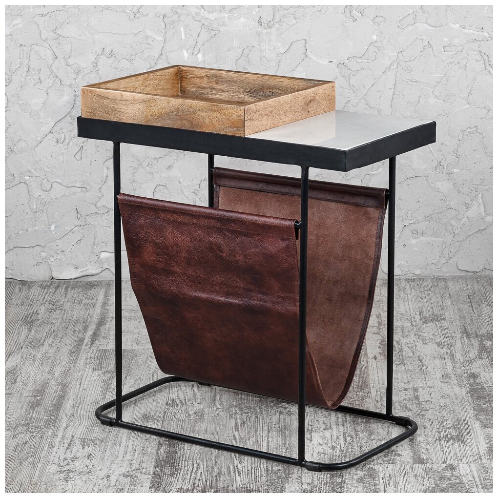 Газетница Décor of Today, мраморная, с кожаной отделкой, лофт, 62х56х62 см