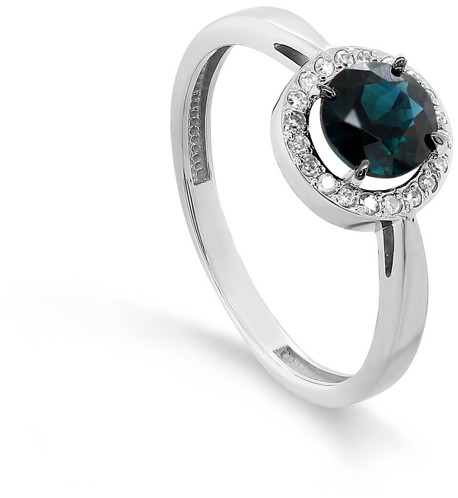 Кольцо, белое золото, 585 проба, бриллиант, сапфир