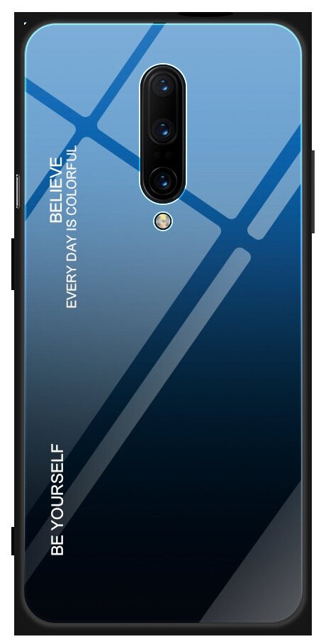 Чехол-бампер MyPads, для OnePlus 8, стекло, зеркальный, синий