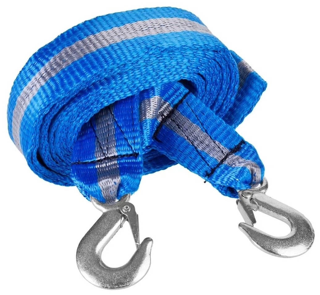 Буксировочный трос ЗУБР 2 крюка 3,5 т ширина ленты 50 мм длина 5 м 61215-3.5