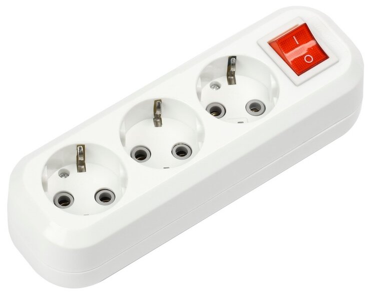 Smartbuy колодка 3 гн. 16А 250В (корпус АБС-пластик, белая, земля, выкл) SBE-16-3-00-ZS