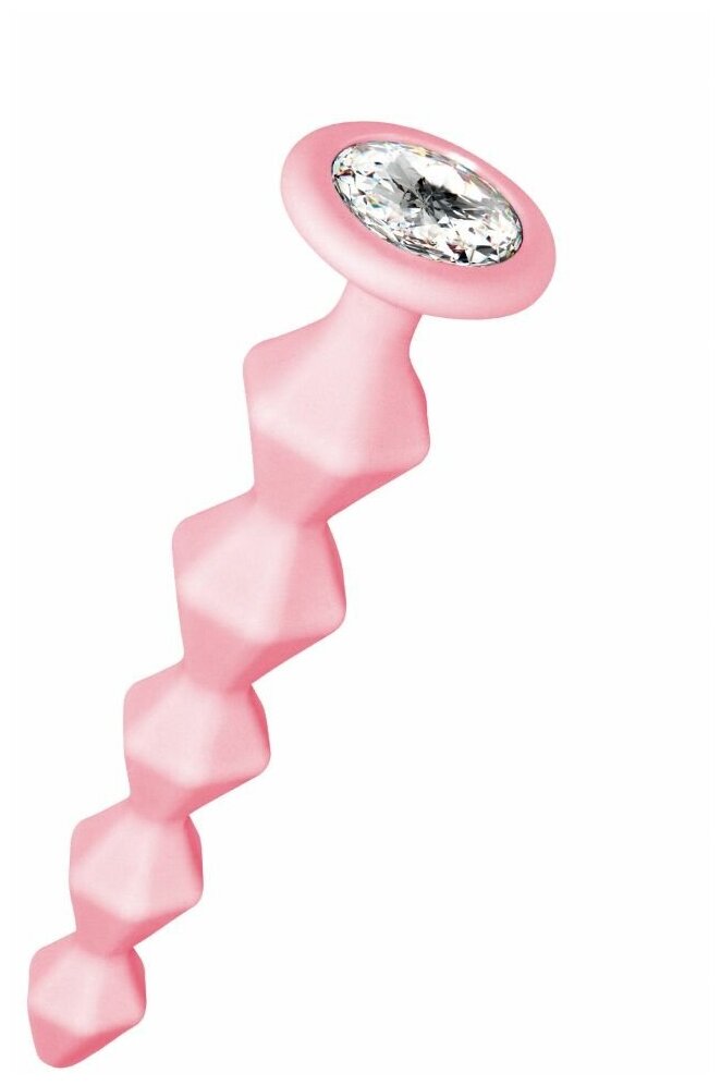 Розовая анальная цепочка с кристаллом Buddy - 17,7 см. Производитель - Lola Games.