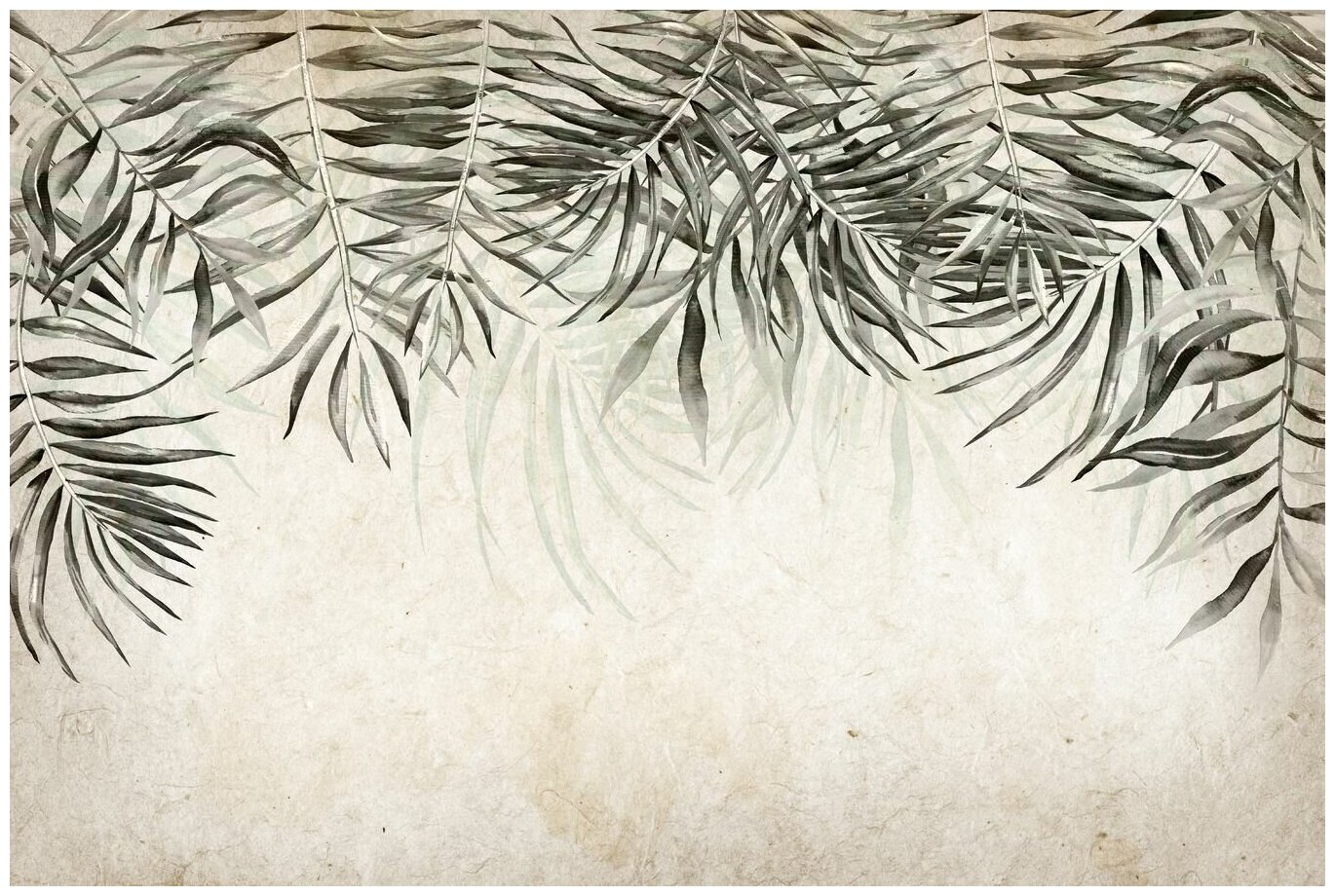 Фотообои Уютная стена "Винтажные листья" 410х270 см Виниловые Бесшовные (единым полотном)