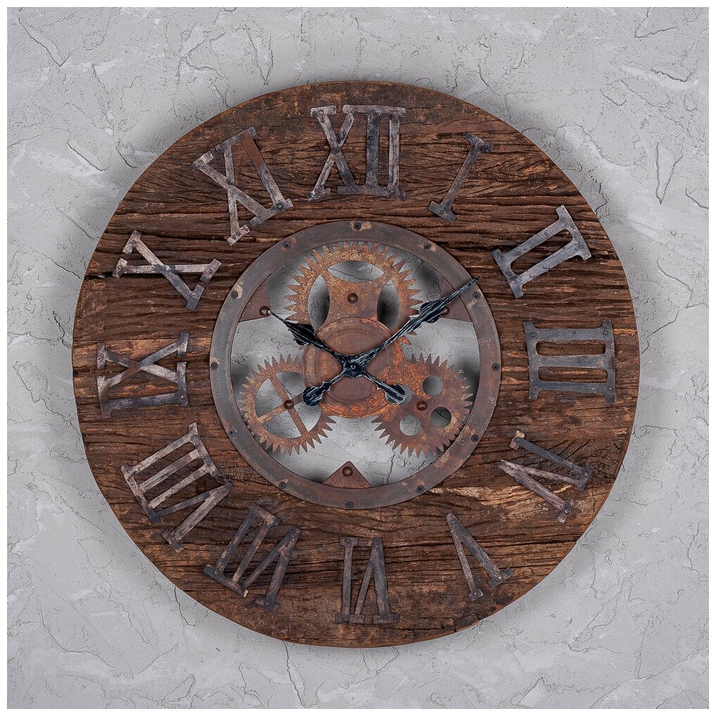 Часы настенные большие деревянные интерьерные "Слипер" Decor of today ( 63х8х63) Лофт