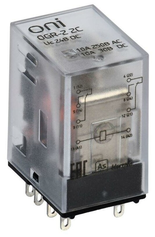 Реле общего назначения OGR-2 2C 24В DC ONI OGR-2-2C-DC24V (2шт. в упак.)