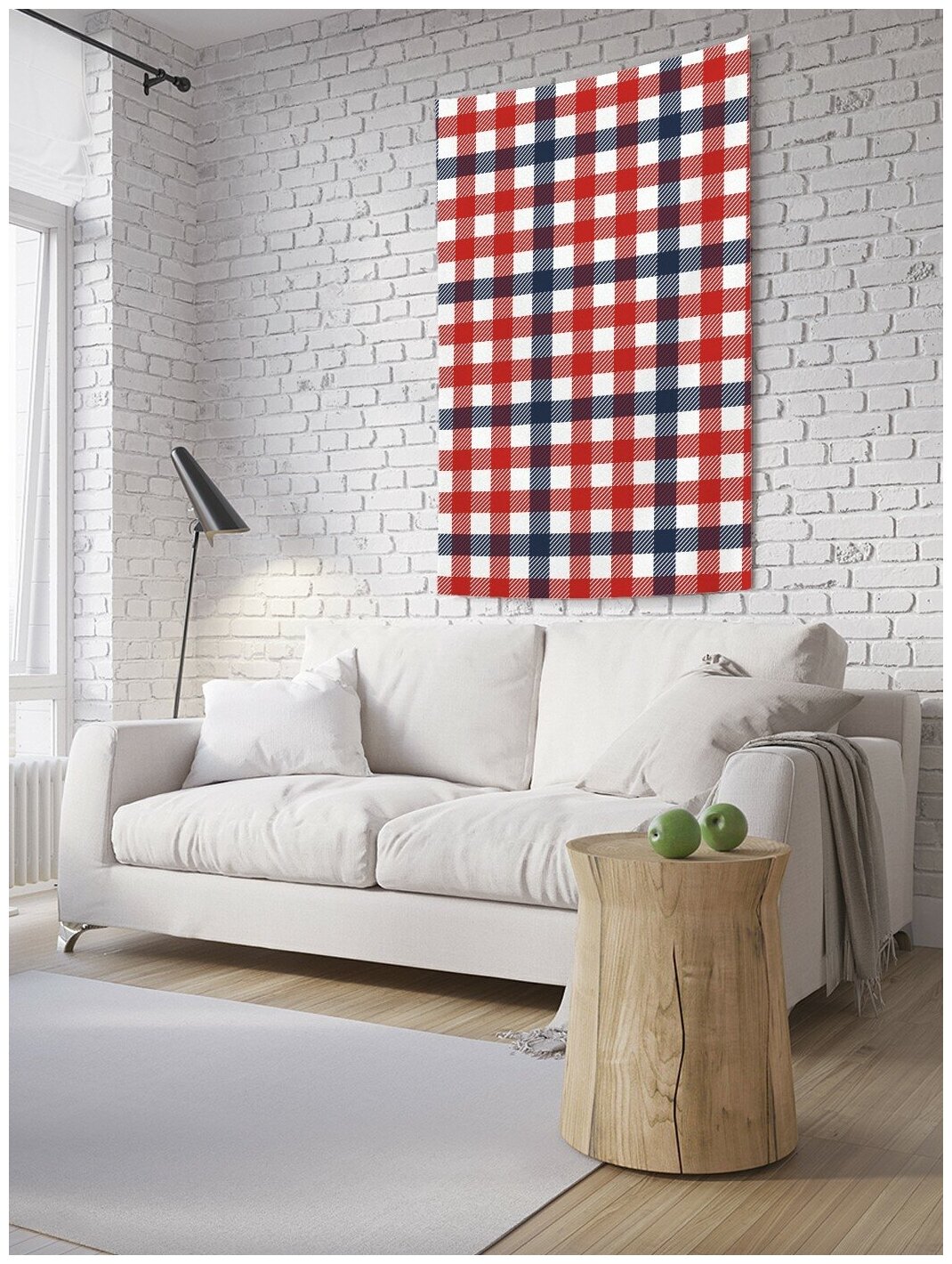 Фотопанно на стену вертикальный из ткани постер 100х150 "Клетка для скатерти", JoyArty