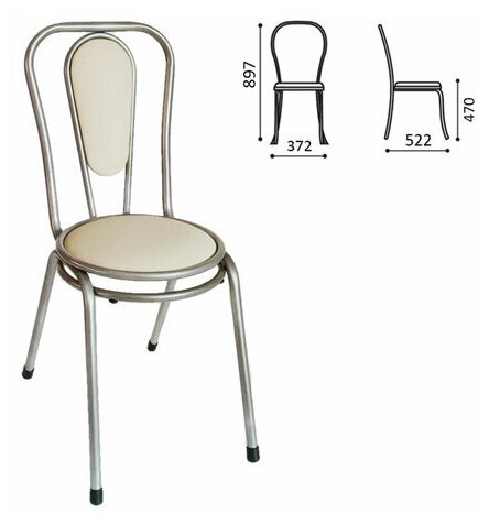 Стул для столовых, кафе, дома РС06, серебристый каркас, кожзам бежевый