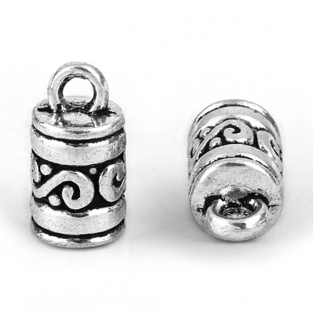 Фурнитура для бижутерии Наконечник колпачек с узором с петлей 0002262 серебрянный цвет 13x7 мм, цена за 10 шт.