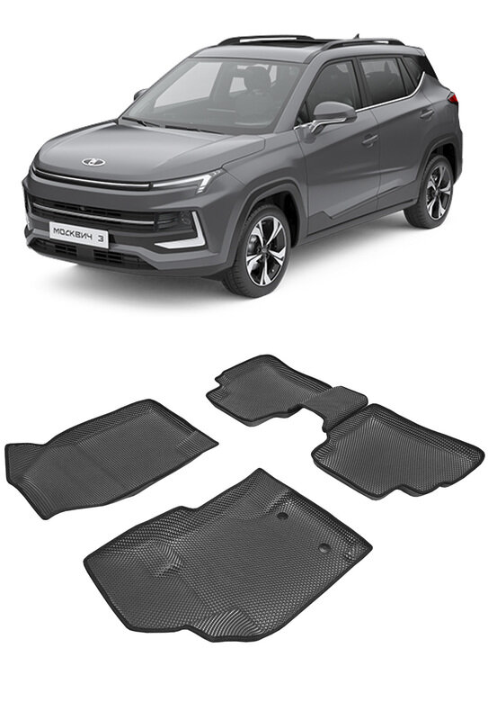 Москвич 3 пресс борта 2022 - н. в. коврики EVA Smart Комплект в салон