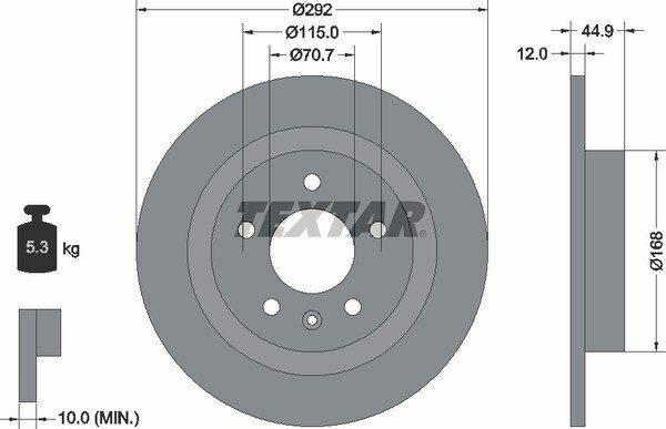 Диск тормозной задний с покрытием pro chevrolet/chevrolet (sgm)/holden/opel/vauxhall textar 92205703
