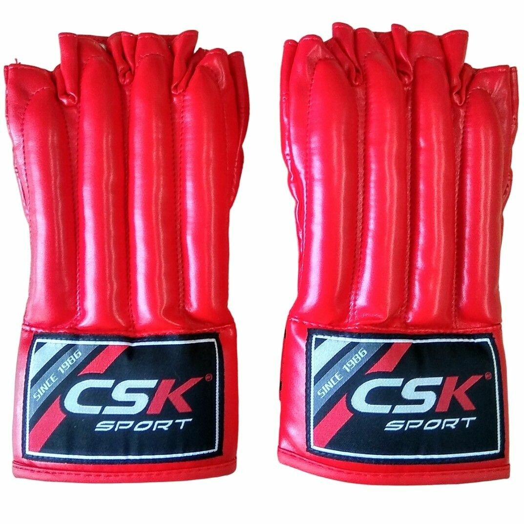 Перчатки снарядные CSK GX9119, искусственная кожа, наполнитель пена, липучка, размер M, красные