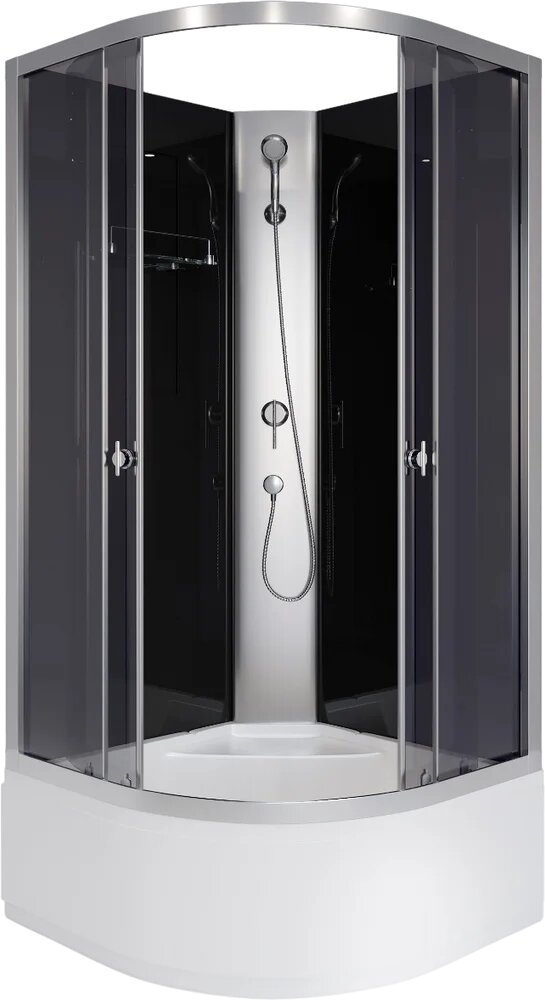 Душевая кабина Niagara Eco E90/40/TN/BK стеклянная, 90x90, высокий поддон, открытая (без крыши), с сиденьем, без гидромассажа