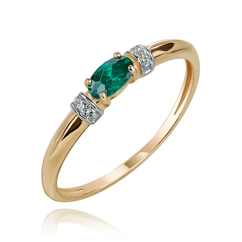 Кольцо, красное золото, 585 проба, изумруд