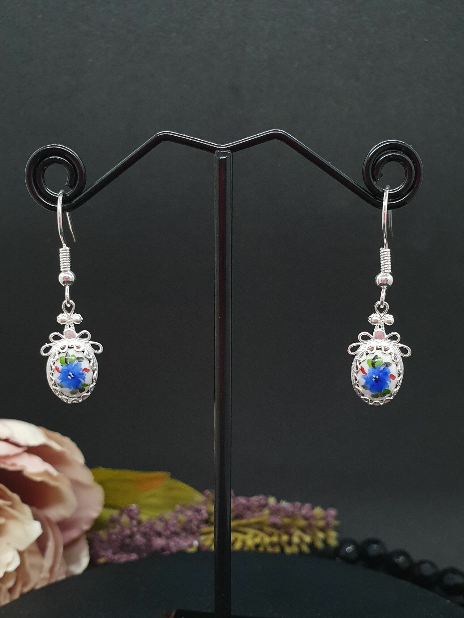 Серьги с подвесками, эмаль