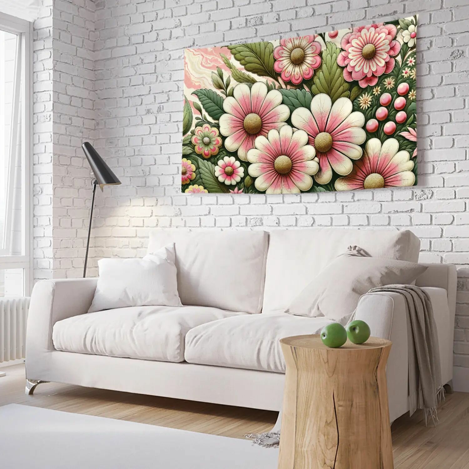 Горизонтальное фотопанно на стену JoyArty "Розовые цветы", из ткани, 100х150 см