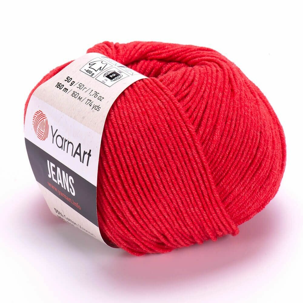 Пряжа Джинс (Jeans Yarnart) упаковка 10 мотков 50 г. 160 м. 55% хлопок 45% полиакрил цвет 26 красный
