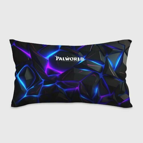 Palworld логотип на черных неоновых плитах Подушка
