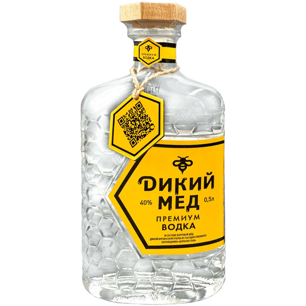 Водка "Дикий мёд" Премиум, классическая, с добавлением меда, 0,5 л