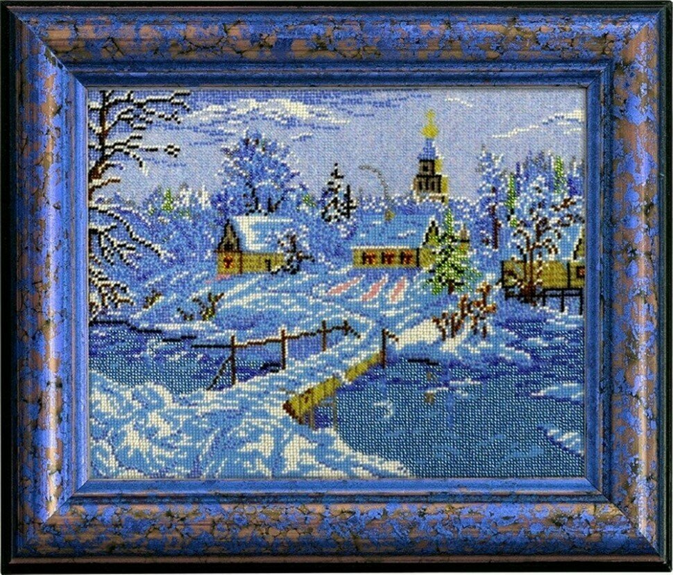 Набор для вышивания Вышиваем бисером #В-84 Зимняя сказка, Вышивка бисером, 26 x 33.5 см