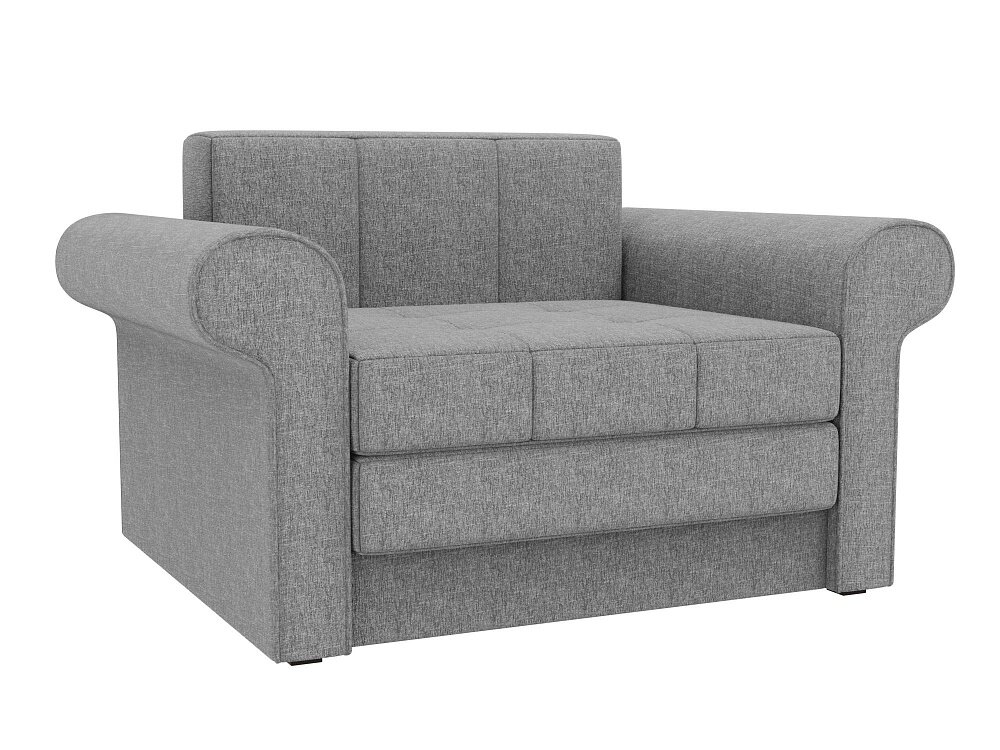 Кресло-кровать Берли Серое Рогожка, 112х85х80 см, с ящиком для белья