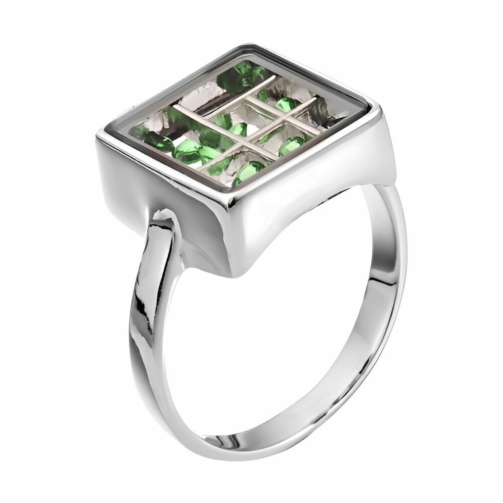 Кольцо тонкое, серебро, 925 проба, родирование, фианит