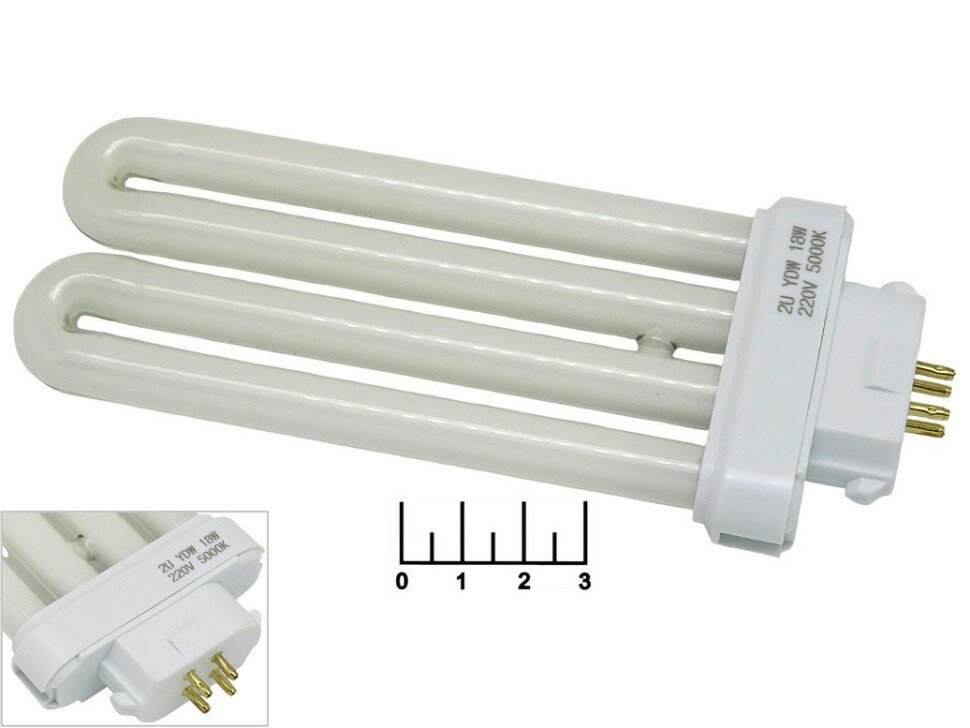 Лампа люминесцентная 18W GX10Q 5000K белый холодный 4 контакта YDW18-2U